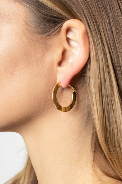 14K Gold Metal Omega Closure Hoop-SJE310007 - HANA WHOLESALE