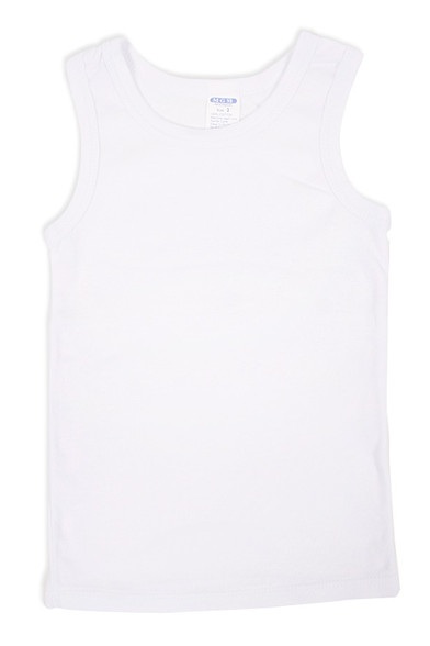 WHITE COLOR KIDS TANK TOP-3001WT 8-10-12 (12pc) - HANA WHOLESALE