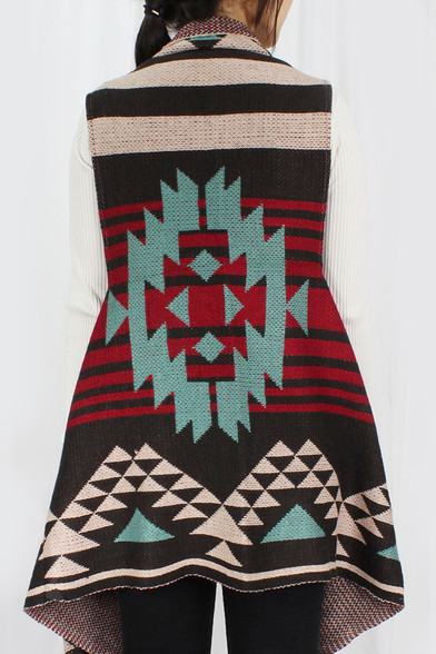 Aztec Pattern Western Knit Vest-EAVT9993 - HANA WHOLESALE