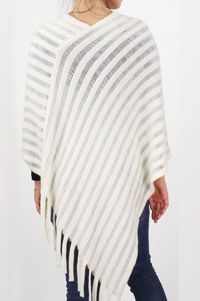 Stripe Texture Knit Poncho-EPC10016 - HANA WHOLESALE