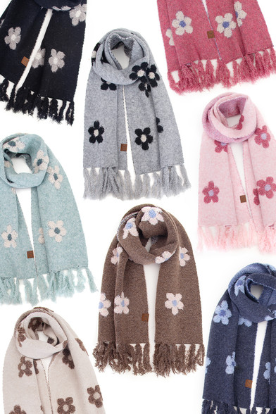 C.C Daisy Pattern Scarf-SFC0079 - HANA WHOLESALE