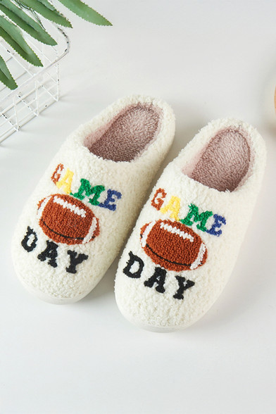 Football Game Day Winter Slippers-KSP2404 (6pairs) - HANA WHOLESALE