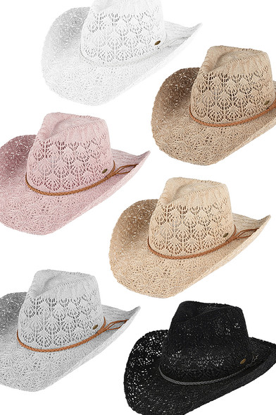 C.C Horseshoe Lace Knitting Cowboy Hat-CBC0136 - HANA WHOLESALE
