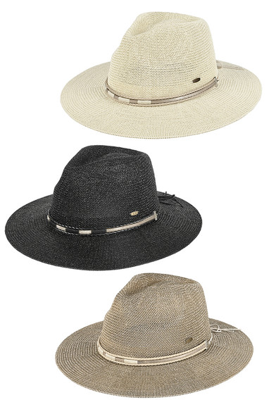 C.C Hard Shaped Panama Hat-PNC0007 - HANA WHOLESALE