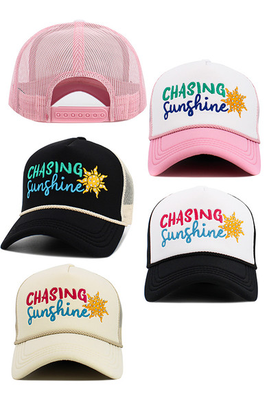 CHASING SUNSHINE Letter Foam Trucker Hat Mesh Cap-KBV-1627 - HANA WHOLESALE