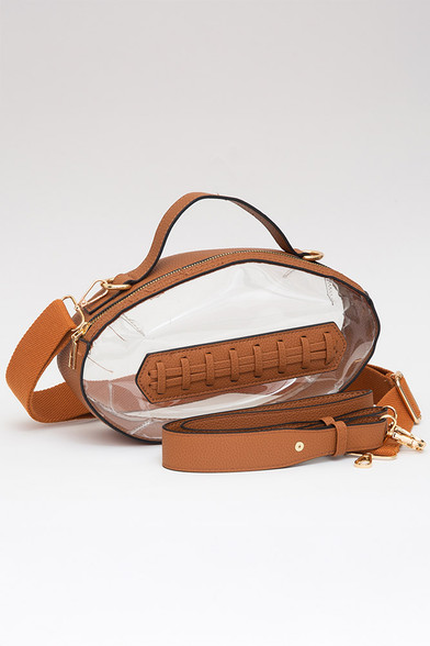 Foot Ball Shape Transparent Clear Stadium Bag-TG10695CL - HANA WHOLESALE