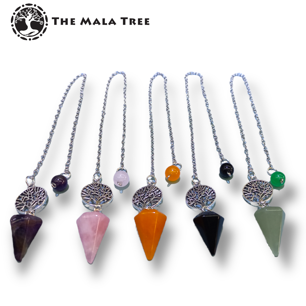 Gemstone Pendulum with Tree of Life Charm - The Mala Tree