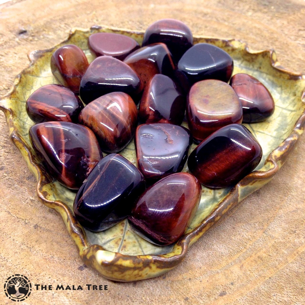 RED TIGER'S EYE Tumbled Stone - The Mala Tree
