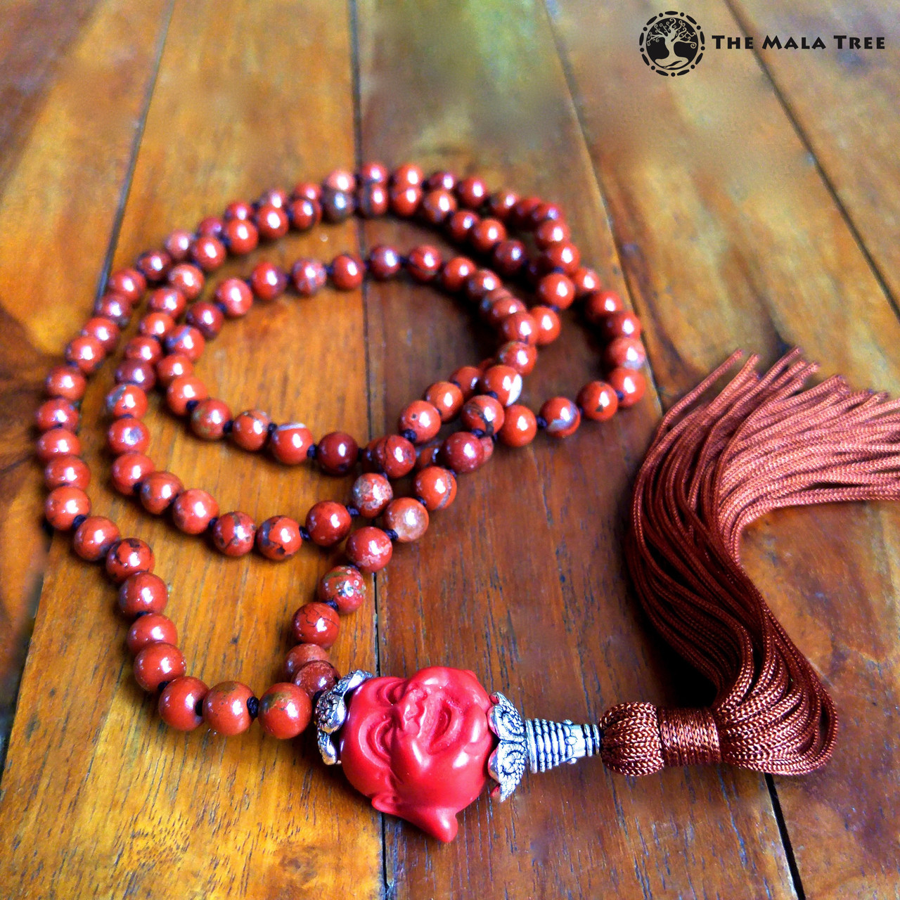 RED JASPER & CINNABAR BUDDHA OF HAPPINESS Bespangled 108 Mala - The ...