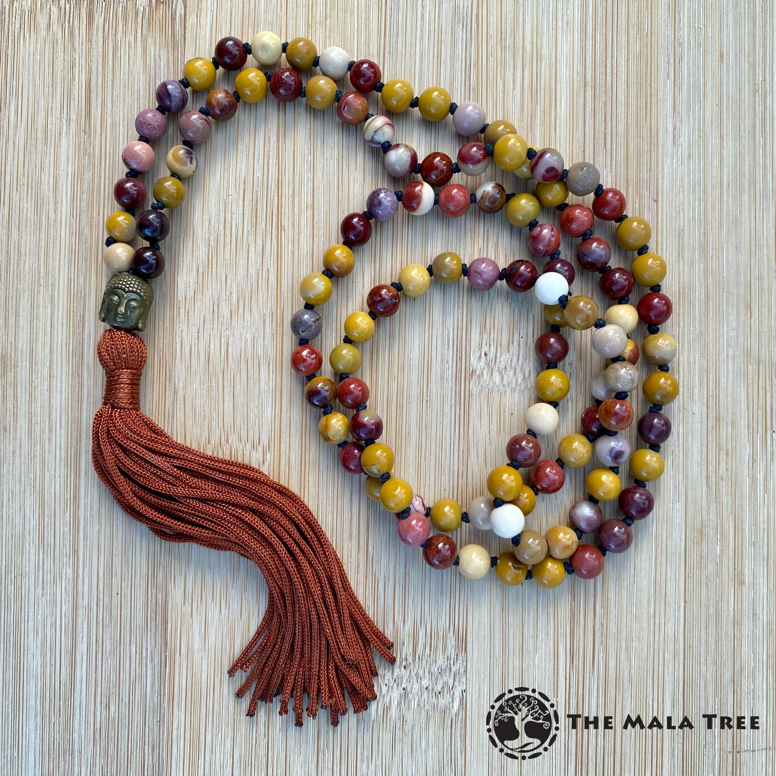 Tibetan BLACK TOURMALINE MEDITATING BUDDHA Mala - The Mala Tree