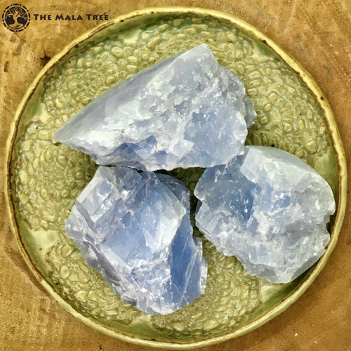 BLUE CALCITE Raw Stone - The Mala Tree