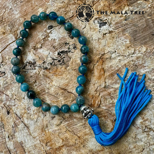 APATITE Wrist Mala with Buddha of Happiness Guru Bead - The Mala Tree