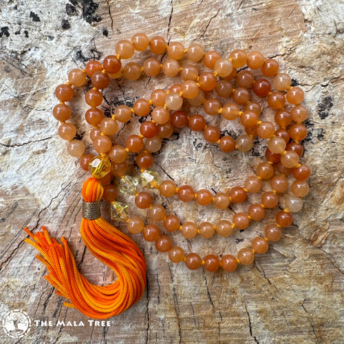 ORANGE AVENTURINE Tibetan Style Ethereal Mala - The Mala Tree