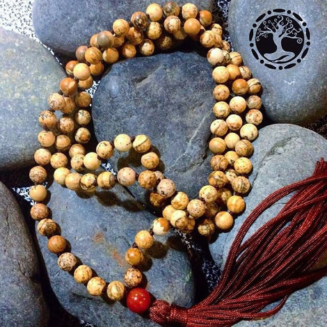 PICTURE JASPER Classic 108 Japa Mala - The Mala Tree