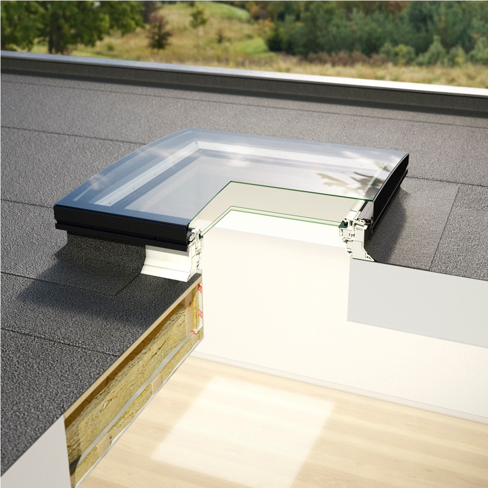 VELUX 80x80 cm CurveTech Glass Flat Roof Skylight | SolarSkylights.com