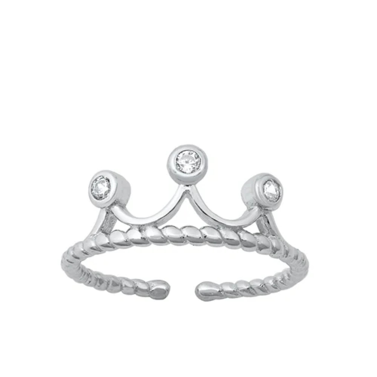 Sterling Silver Princess Tiara Toe Ring Prom Queen – Adjustable Crown ...
