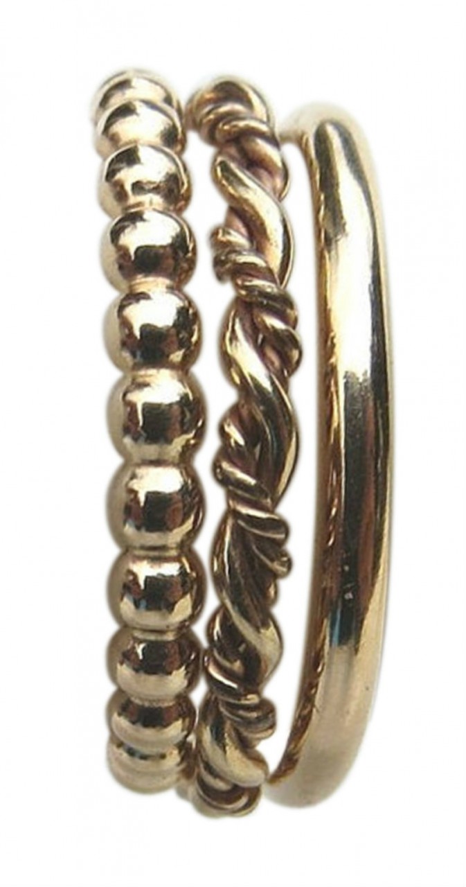 14k gold trio stacked toe ring, midi rings