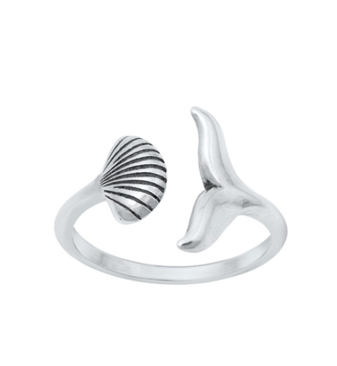 Sterling silver Mermaid Dolphin Fish Whale Tail adjustable Toe Ring