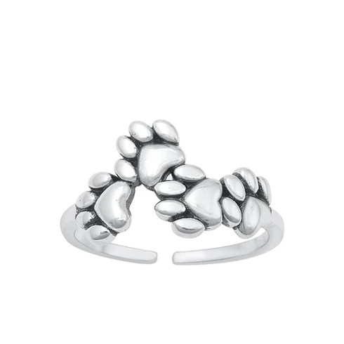 Pawprints on My Heart – Sterling Silver Adjustable Paw Print Toe Ring