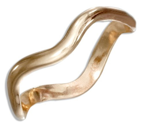Gold wave toe ring 14k for women