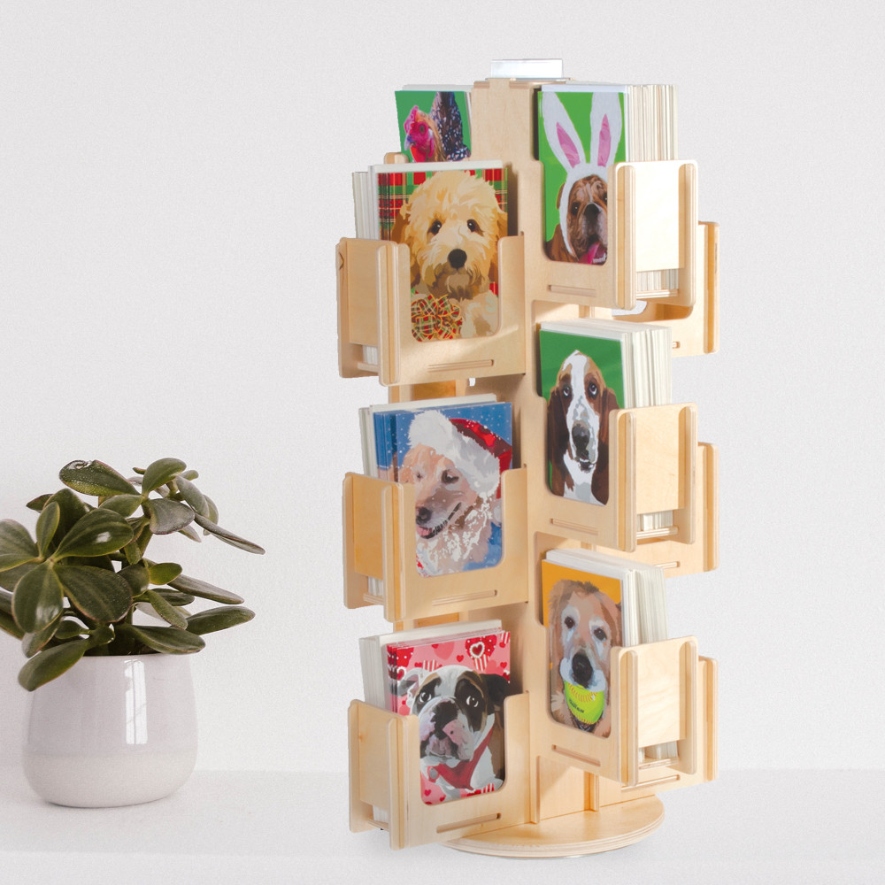 All Wood Greeting Card Spinner (424-PC) - Clear Solutions® Displays