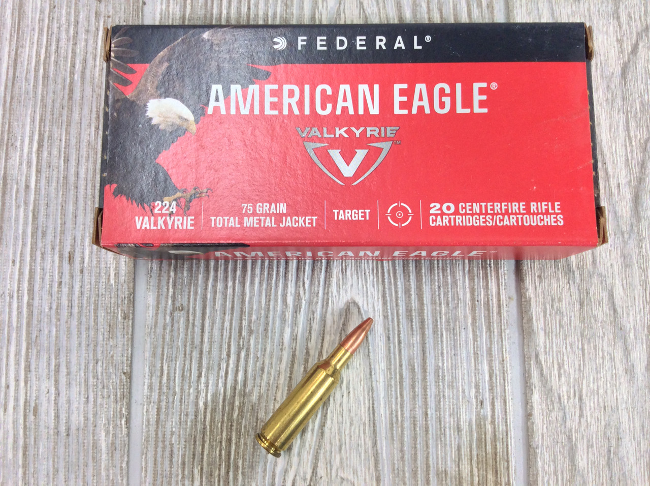 Federal, American Eagle, 224 Valkyrie, 75 Grain, Total Metal Jacket, 20 Round Box