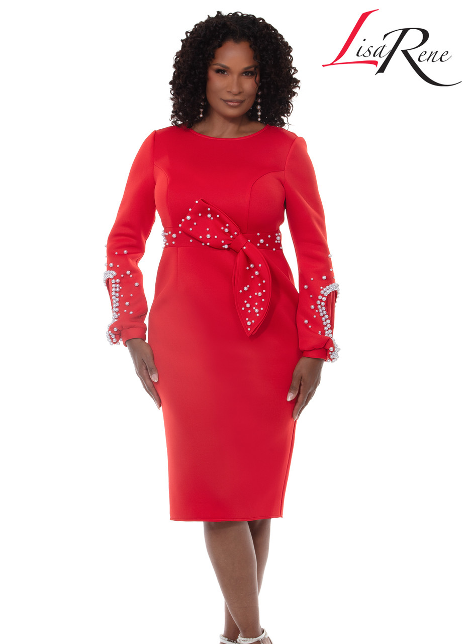 Lisa Rene Elegant Church Dress 3378 Red – Women’s Special Occasion Dress