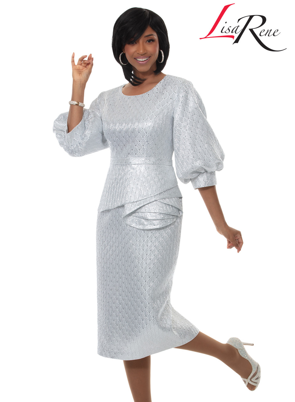 Lisa Rene Designer Dress 3375 Silver – Elegant Church Dress & Special ...