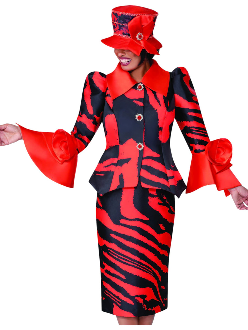 G400552 - Royal Blue Leopard Trim Church Suit | GMI Fall 2025