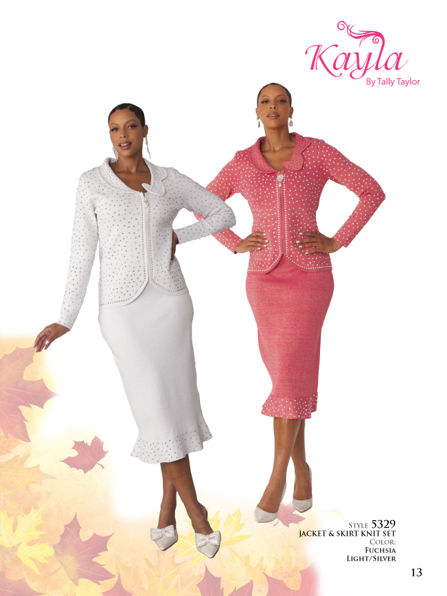 Elegance Fashions | Kayla Knits 5329 2Pc Skirt Suit - Light/Silver