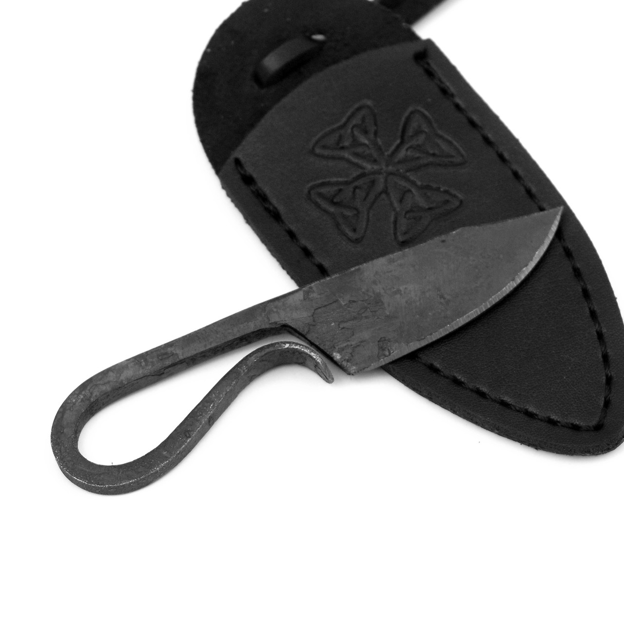 Medieval Hand Forged Scandinavian Pocket Neck Knife | Brown Sheath
