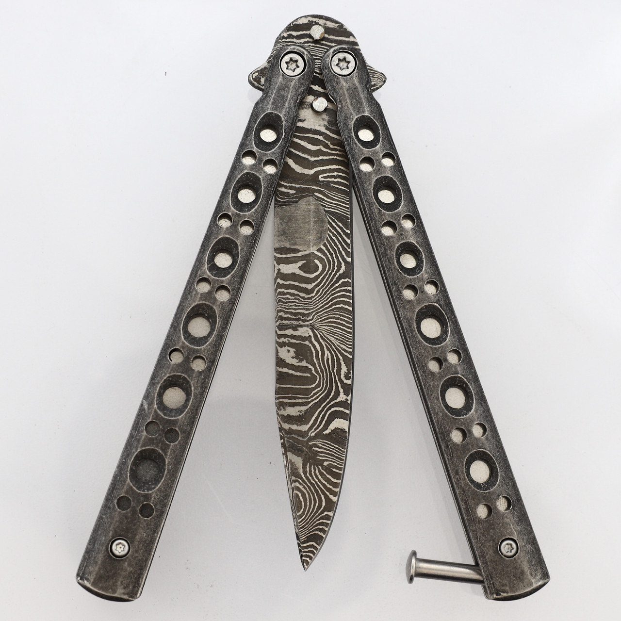 Shattered Without Hesitation Tanto Balisong Butterfly Knife | Damascus ...