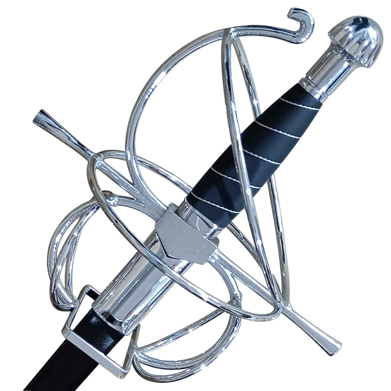 Elegant Renaissance Rapier Swept Hilt Sword with Spiral Design and PU ...