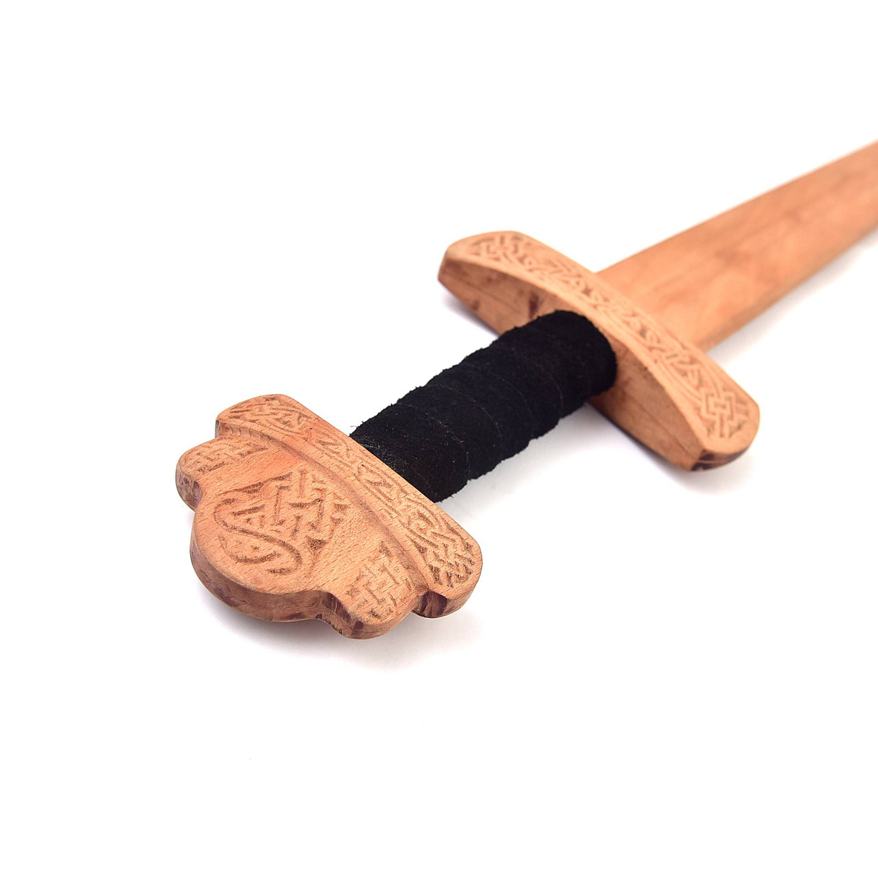 Viking Wood Sword with Leather Wrap Handle - Viking Era Style