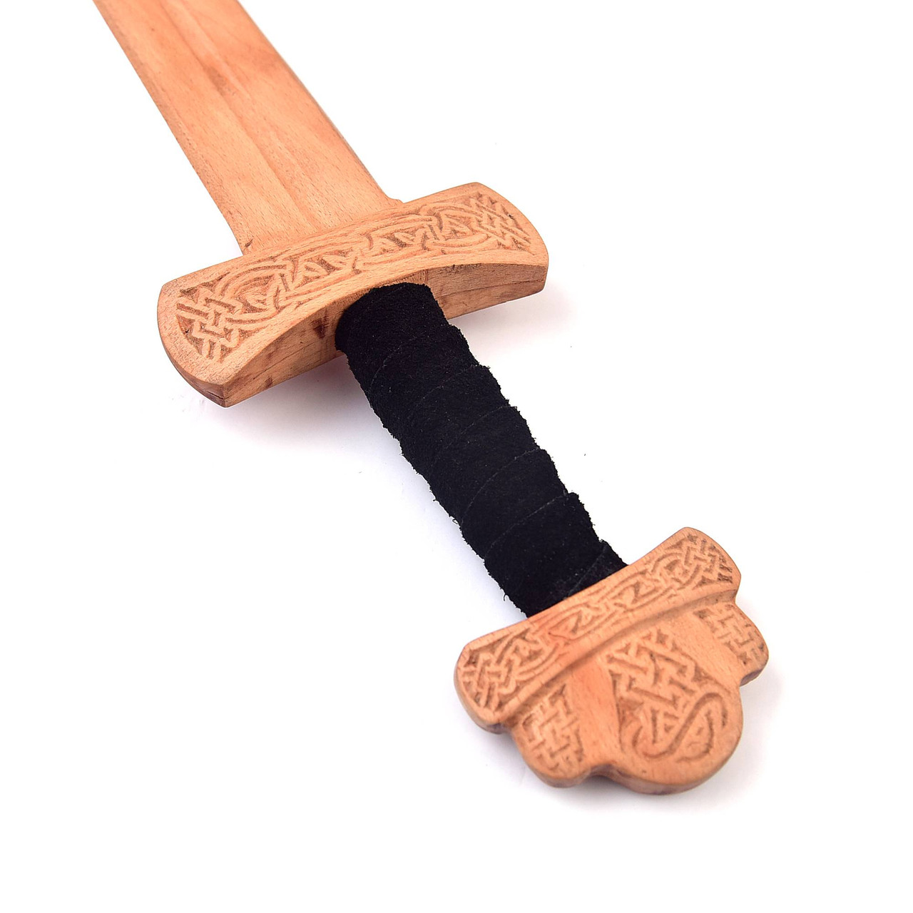Viking Wood Sword with Leather Wrap Handle - Viking Era Style