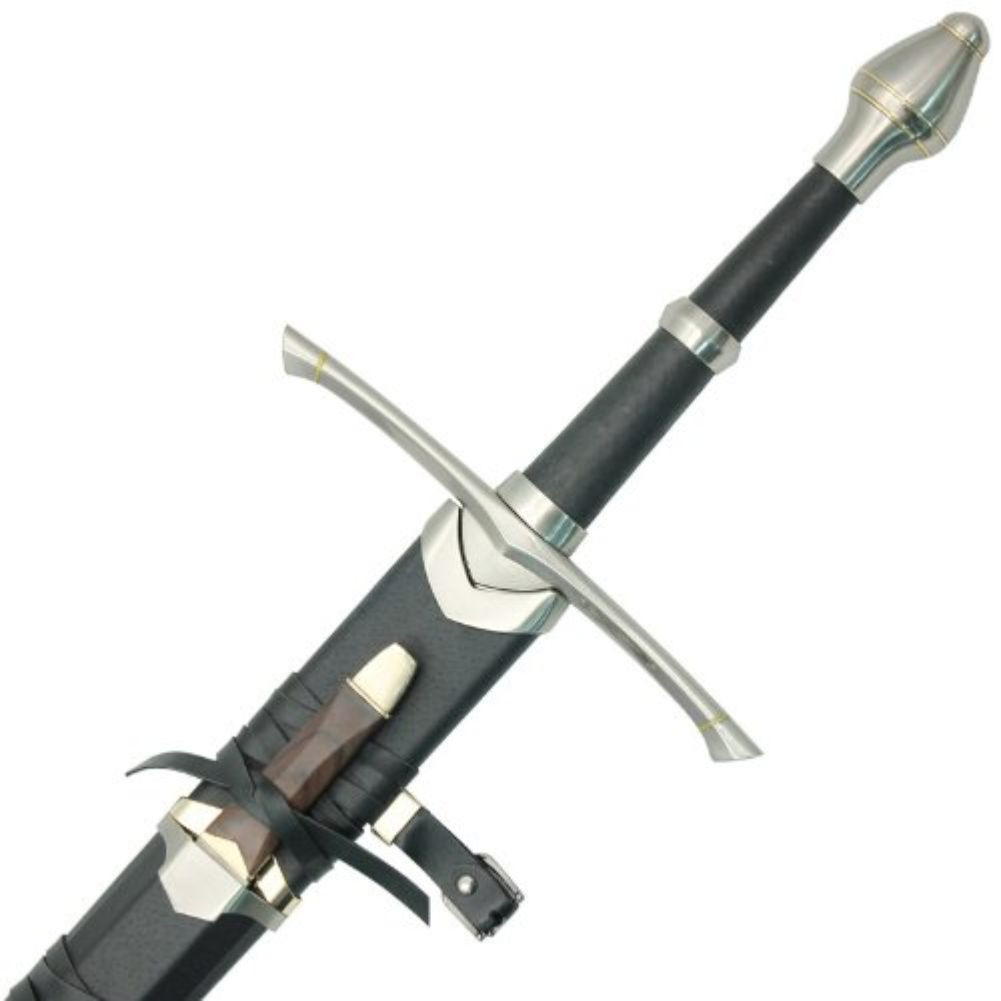 51" Fantasy Replica Sword with Leather-Wrapped Handle and Scabbard