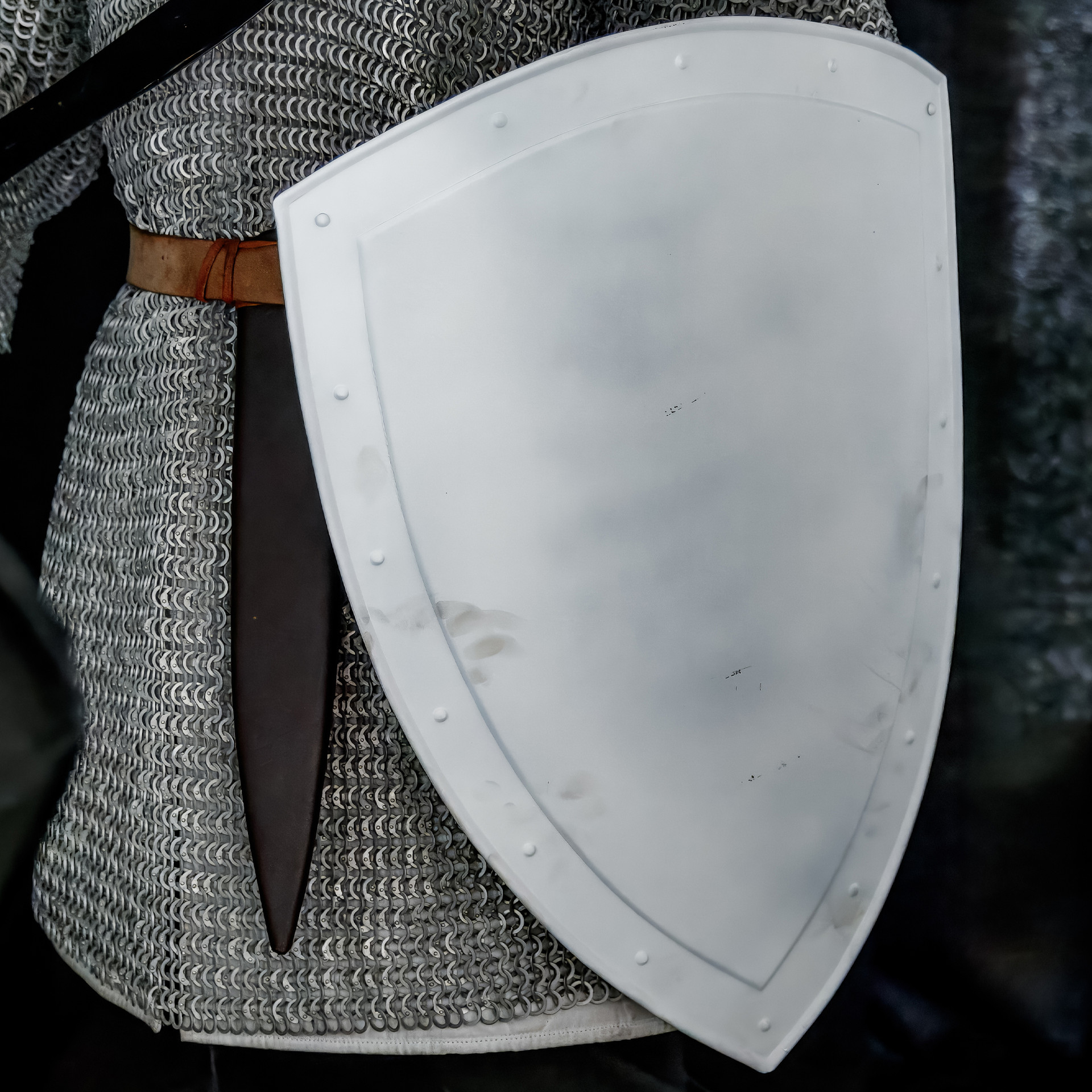 14th Century Four Point Functional Polished Steel Medieval Battle Shield