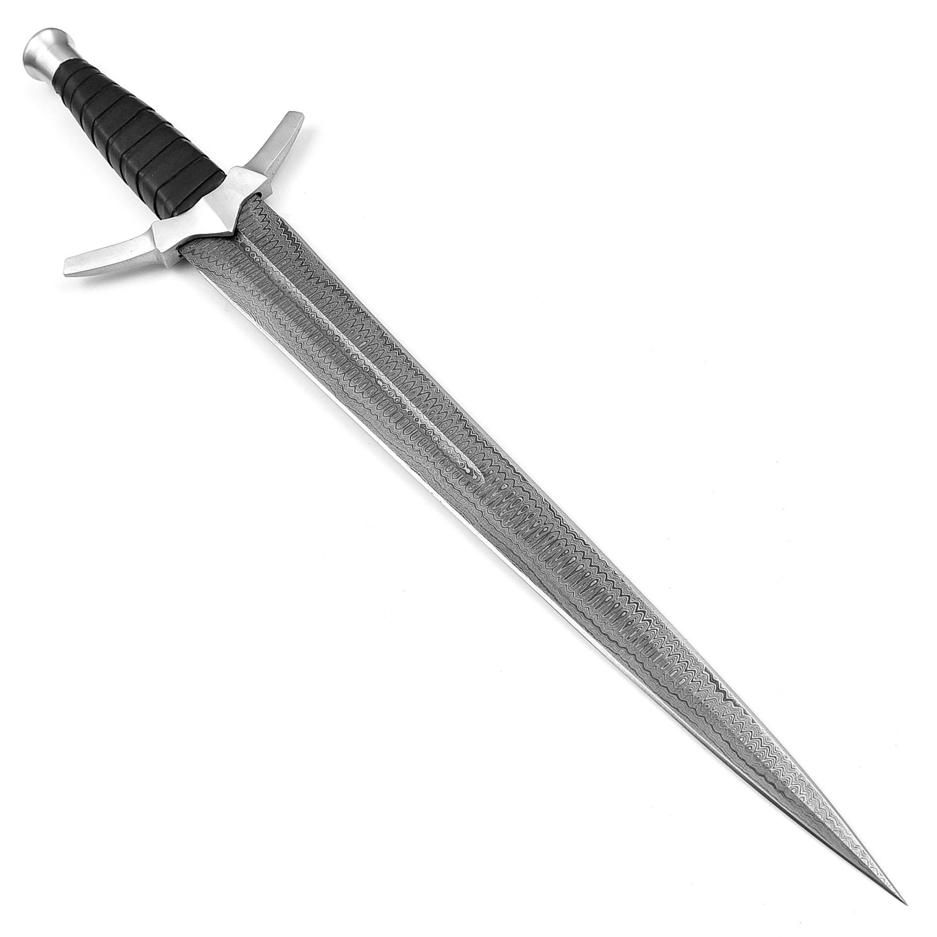 Devil’s Toothpick Damascus Steel Short Sword w/ Bovine Leather Sheath