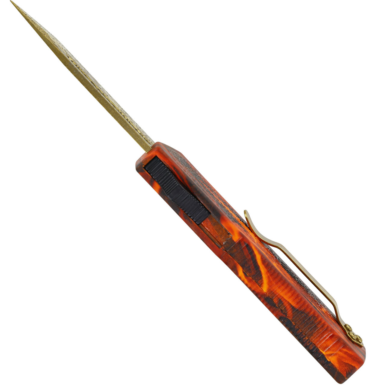 Gold Tanto Blade, Fire-Coated Handle, Non-Slip Grip, and Matching ...