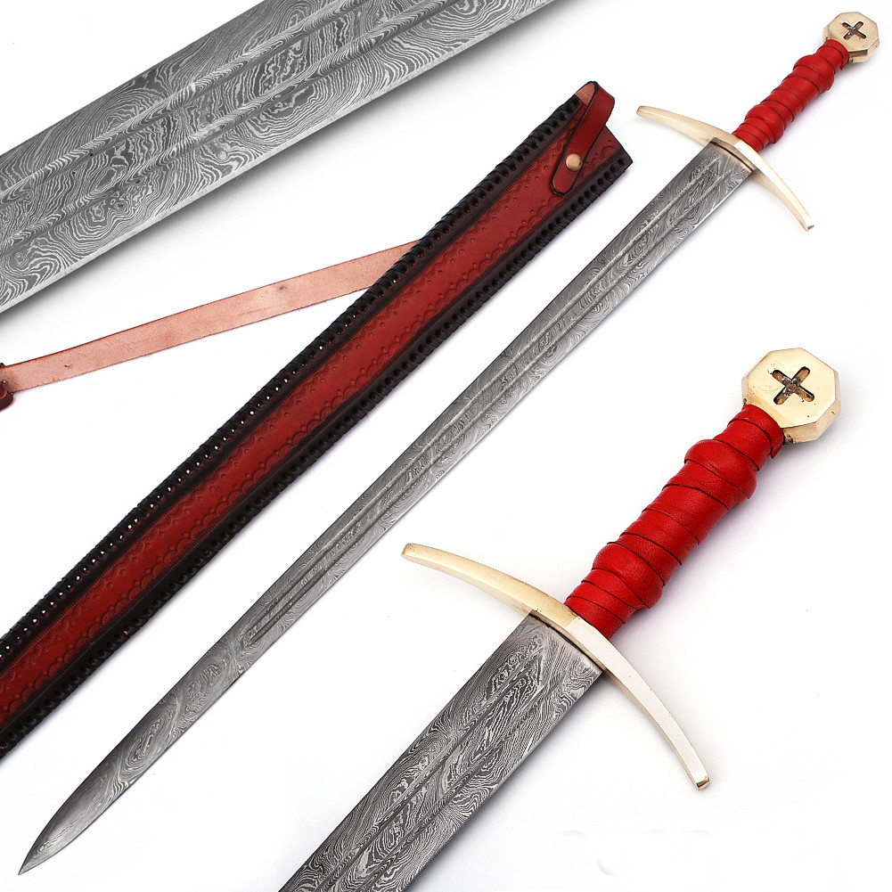 Descendent of the Holy Knights Damascus Steel Templar Knight Sword ...