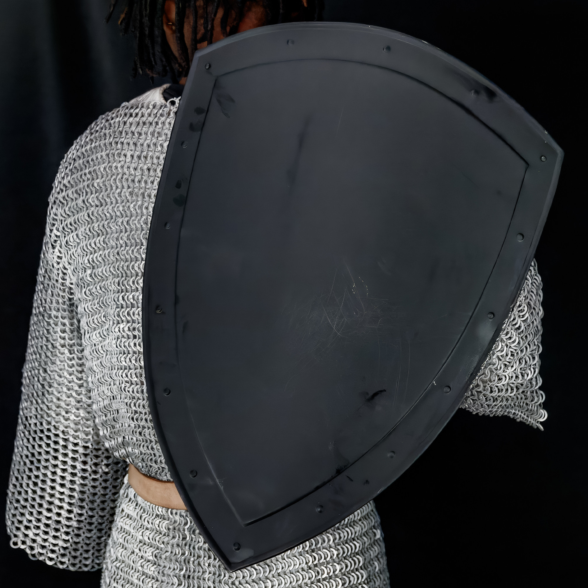 14th Century Four Point Functional Polished Steel Medieval Battle Shield
