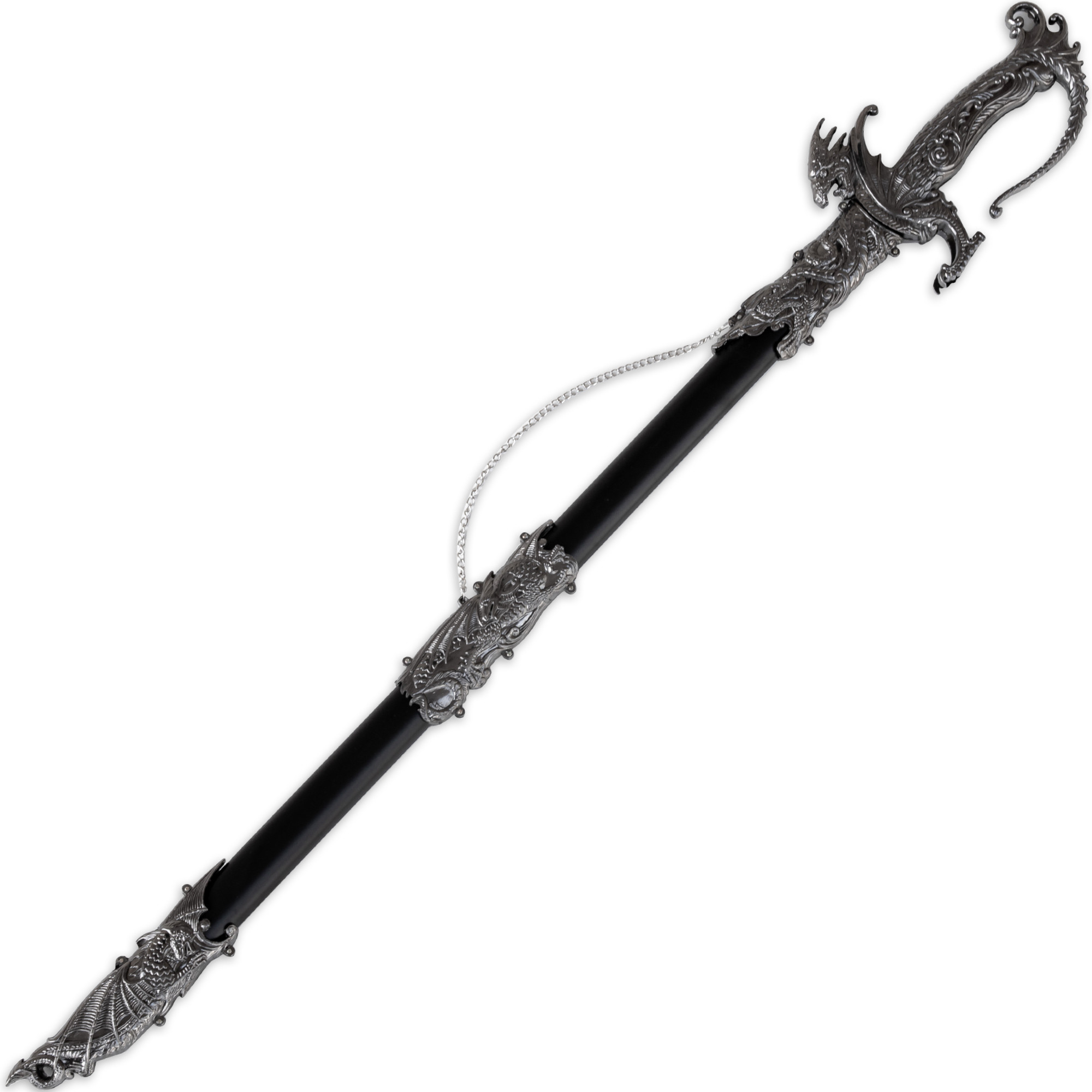 Ash-stained Wasteland Dragon Serpent Chinese Sword | Antiqued Silver ...