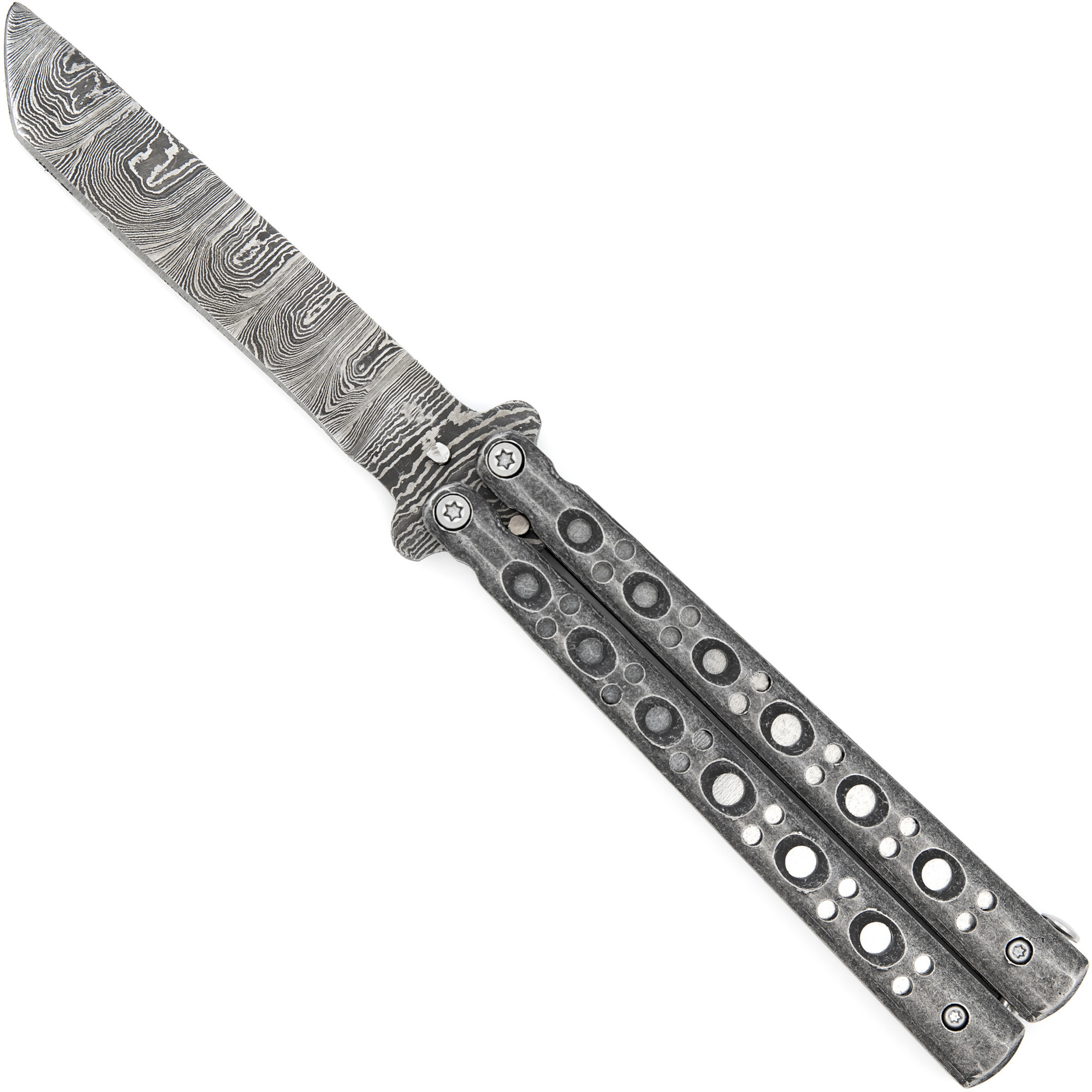 Shattered Without Hesitation Tanto Balisong Butterfly Knife | Damascus ...