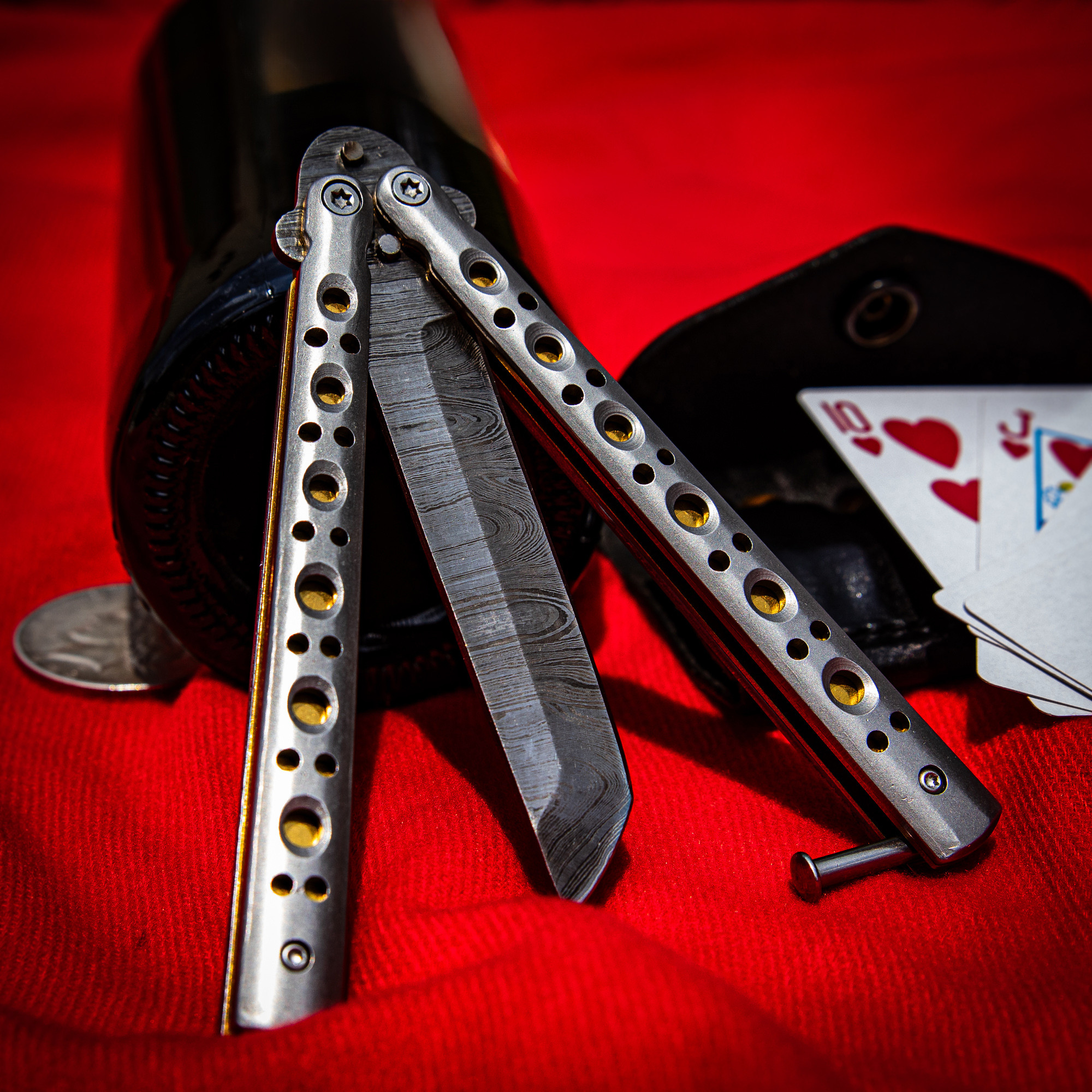 Shattered Without Hesitation Tanto Balisong Butterfly Knife | Damascus ...
