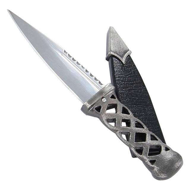 Scottish Gaelic Sgain Dubhs Celtic Dagger Knife with Red Gem & Sheath