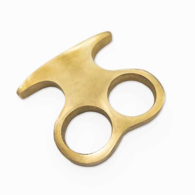 Solid Brass Two-Finger Knuckle Paperweight – Compact and Durable