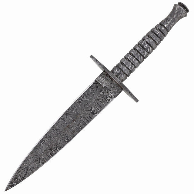 Full Damascus Steel Commando Knife | Pattern Welded Steel Full Tang ...