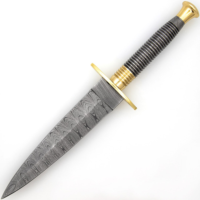 Full Damascus Steel Commando Knife | Pattern Welded Steel Full Tang ...