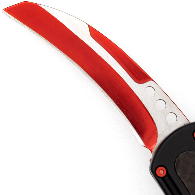 Comeuppance Dual Action OTF Karambit Knife – Carbon Fiber Inlay & Red ...