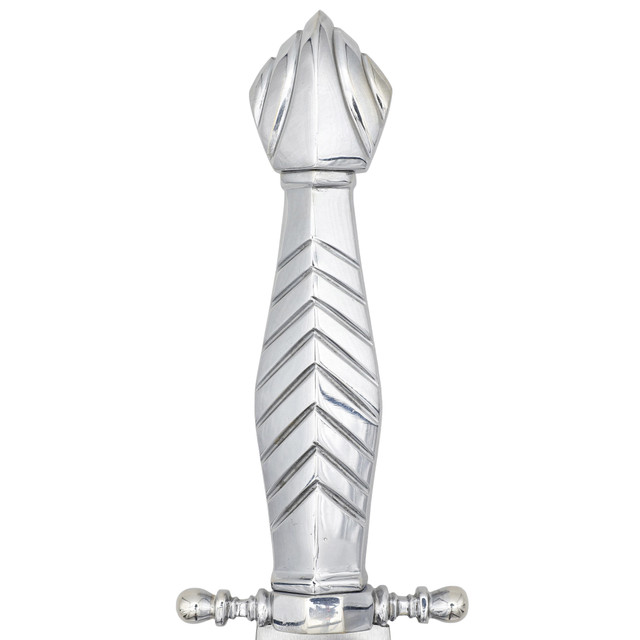 German Nickel-Hilted Dagger with EN45 Steel Blade and Faux Leather Scabbard